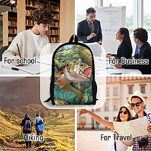 Nakgn Bass Fish Kids Backpack Print School Bookbag Durable Travel bag for Elementary Students Teens Girls Boys One_Size