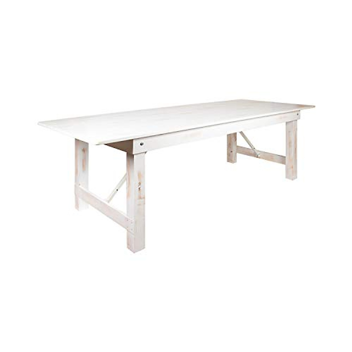 Flash Furniture HERCULES Series 9' x 40" Antique Rustic White Folding Farm Table and Two Bench Set