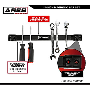 ARES 62014-2-Piece 14-Inch Magnetic Bar Set - Mounting Brackets and Screws Included - 20 lb Capacity Per Bar