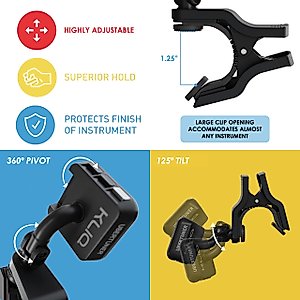 KLIQ UberTuner - Professional Clip-On Tuner for All Instruments (multi-key modes) - with Guitar, Ukulele, Violin, Bass & Chromatic Tuning Modes (also for Mandolin and Banjo)