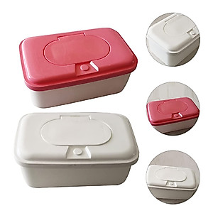 Kisangel 2pcs Baby Wipe Dispenser Baby Wipes Case Baby Wipe Holder Keeps Diaper Wipes Fresh Non- Slip Easy Open Close Wipe Container Random Color