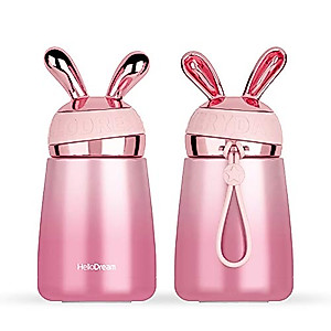 AINAAN Double Stainless Steel Vacuum Girl Thermos Coffee Cup Durable Leakproof BPA Free Travel Office School （Pink