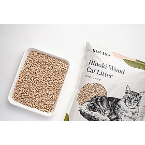 KOCHO Hinoki Wood Cat Litter, Upcycled, Ultra Lightweight, Natural Aroma of Hinoki Japanese Cypress, Gentle Clumping, Dust-Free