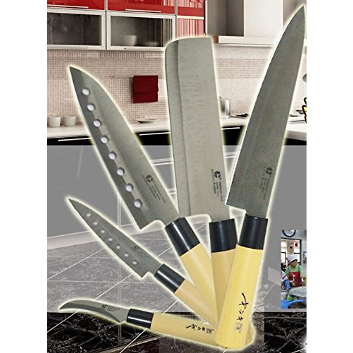 Goldsun Stainless Steel Acier Inox Rostfrei 5 Piece Sashimi Asain Knives