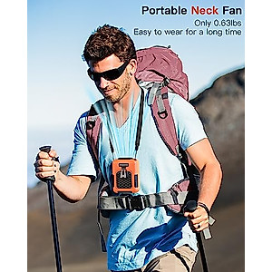 Cooling Waist Fan w/Steel Clip and Silicone Sleeve, Under Shirt Fan Clip On with Lanyard, 24H Personal Fan, 3 Speeds Cooling Belt Fan, 6000mah Rechargeable Body Fan for Outdoor, Travel