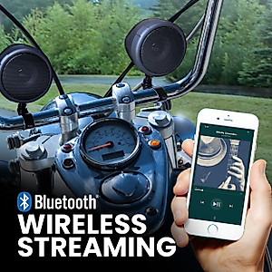 BOSS Audio Systems MCBK425BA 3 Inch Motorcycle Speakers – Built-in Bluetooth Amplifier, Weatherproof, Volume Control, ATV UTV Compatible