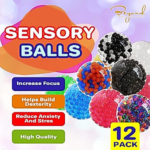 Stress Balls Set - 12 Pack - Stress Balls Fidget Toys for Adults - Sensory Ball, Squishy Balls, Anxiety Relief Calming Tool - Fidget Stress Toys for Autism & ADD/ADHD