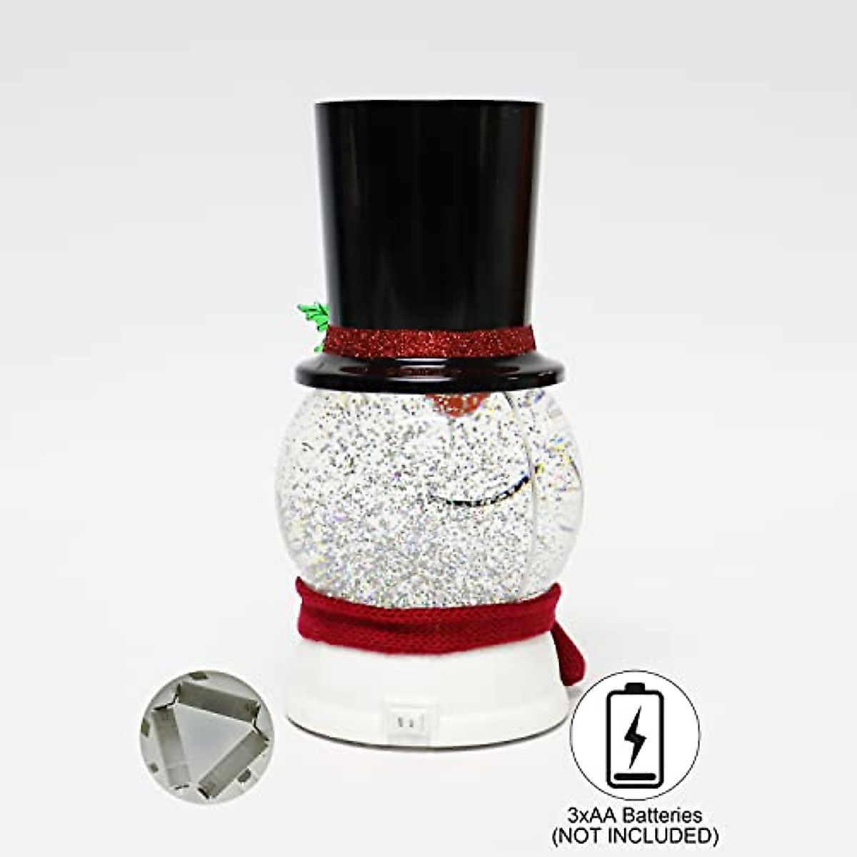 Christmas Tabletop Decor, Snow Globe Water Spinning LED Lighted Snowman, Battery Operated (not Included) (9.4" H x 5.5" W x 4.8" D) by Moments in Time