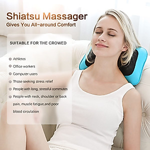Mo Cuishle Shiatsu Neck Back Massager Pillow with Heat, Deep Tissue Kneading Massage for Back, Neck, Shoulder, Leg, Foot, Gift for Men Women Mom Dad, Stress Relax at Home Office and Car
