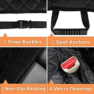 PETICON Dog Car Seat Covers for Back Seat, Waterproof Scratchproof Pet Bench Seat Covers for Cars, Trucks, SUVs, Nonslip Durable Back Seat Cover for Dogs, Washable Backseat Protection, Black