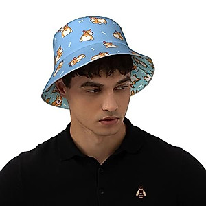 Corgi Gifts for Corgi Lovers Bucket Hat for Women Men Unisex Sun Cap Packable Outdoor Fisherman Hat Headwear