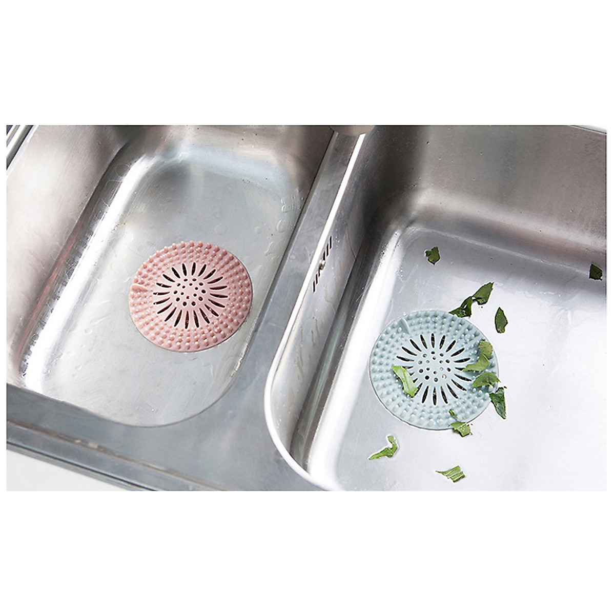 JJMG New 5 Pcs Reusable Silicone Universal Water Food Residue Drain Stopper Plug Cover Bath Tub Hair Catcher Shower Filter Protector Kitchen Sink Strainer