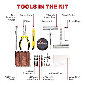 Boulder Tools Heavy Duty Tire Repair Kit - Flat Tire Puncture Repair Kit - Professional Tools for Quick and Easy Repair - Suitable Tire Plug Kit for Car, Truck, RV, Motorcycle, Tractor, and Trailer