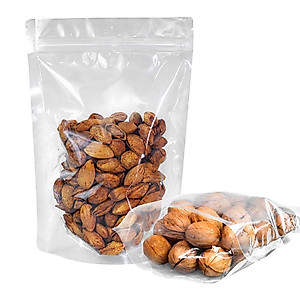 SixWe 100 Pack Reusable Clear Stand Up Mylar Food Storage Bags, 5.9x8.7+3.2inch, Polyethylene (PE) Mylar Bags Made of Premium PE, Self Seal, BPA Free