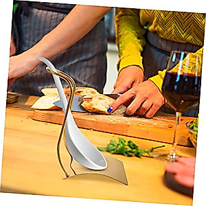 DOITOOL Integrated Spoon Rest Upright Spoon Rest Sturdy Spoon Holder Black Flatware Spoon Holder for Stovetop Ladle Delicate Spoon Holder Colander Stainless Steel Household