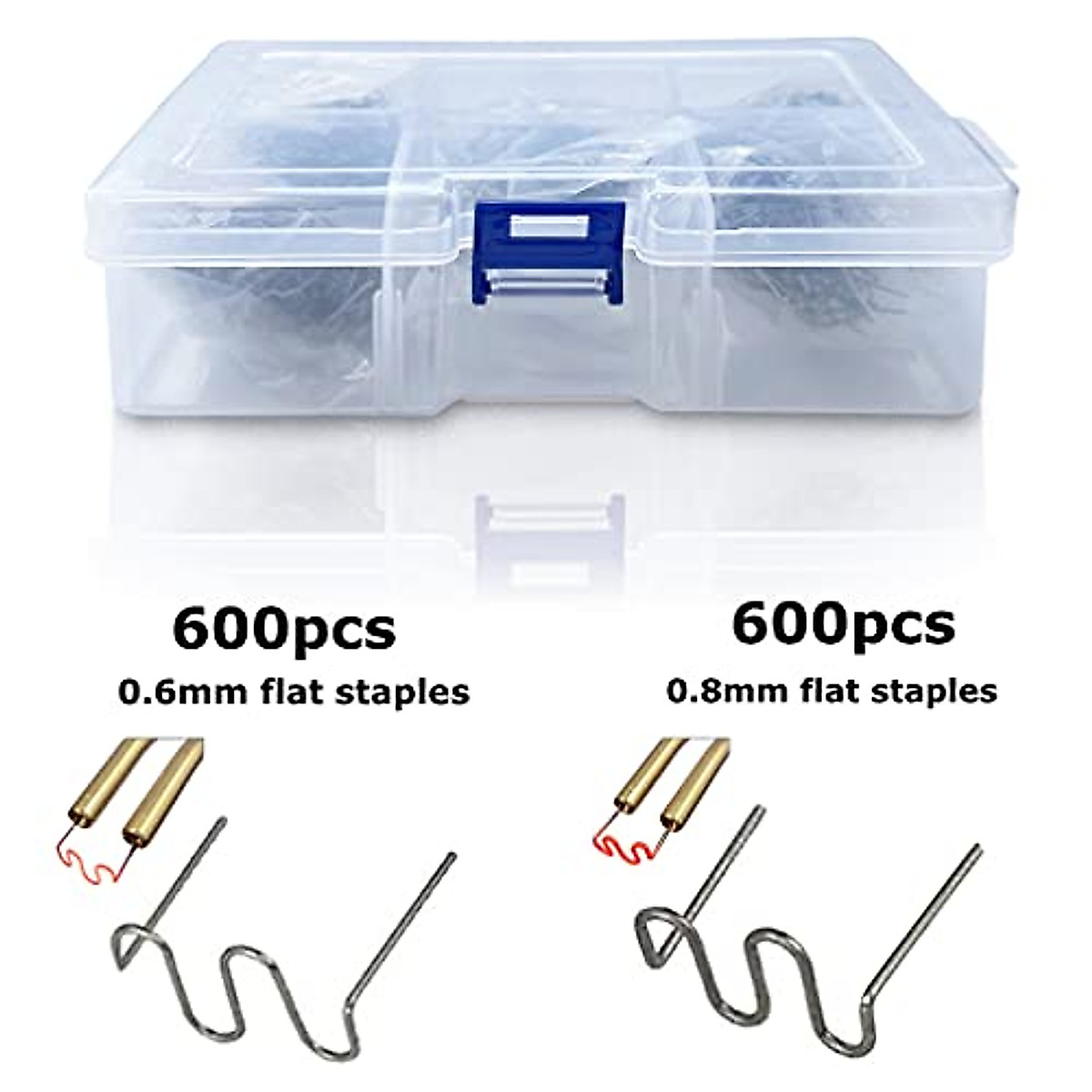 Allturn 1200 Pieces Hot Staples Welding Rods Bumper Repair Welding Wire for Repair Machine Car Bumpers Dashboards Lamp Holders Plastics Rings Daily Plastics Supplies 0.8 0.6 mm (Wave Shape)