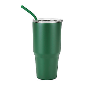makerflo 30 oz Green Powder Coated Tumbler Pack of 1 with Upgrad Handle Option, Includes a Sliding Splash & Leak Proof Lid, Ideal for Craft, Personalization (Laser Engraving, UV DTF, Epoxy, Vinyl)