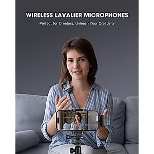 macvor Wireless Lavalier Microphones for iPhone,Android,2 Pack 2.4G Clip on Lapel Mini Mic with Noise Cancellation for Video Recording,Interview,Vlog,Live Streaming