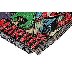 Marvel's Avengers, "Retro Heroes" Metallic Woven Tapestry Throw Blanket, 48" x 60", Multi Color