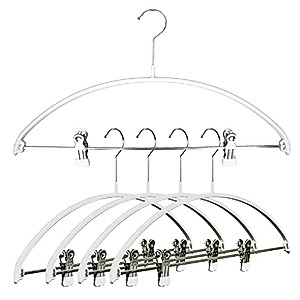 Mawa by Reston Lloyd European Non-Slip Metal Clothing Hanger, Smooth Shoulder Support & Adjustable Pant Clips, Set of 5, White