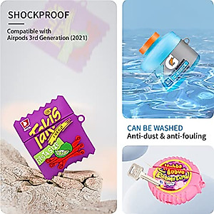 [3Pack] Cute Cover Airpods 3rd Generation Case, Sport Water+Tekis Potato+Bubble Gum Air pods 3 Silicone Case Funny 3D Cartoon Food Design for Airpods 3rd Generation Charging Case for Boys Girls Kids