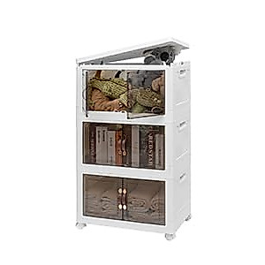 Ziihome Storage Bins with Lids with Wheel Storage Containers with Wheels Closet Organizers Folding Storage Box, Stackable Storage Bins, Containers for Organizing, Storage Box with Door