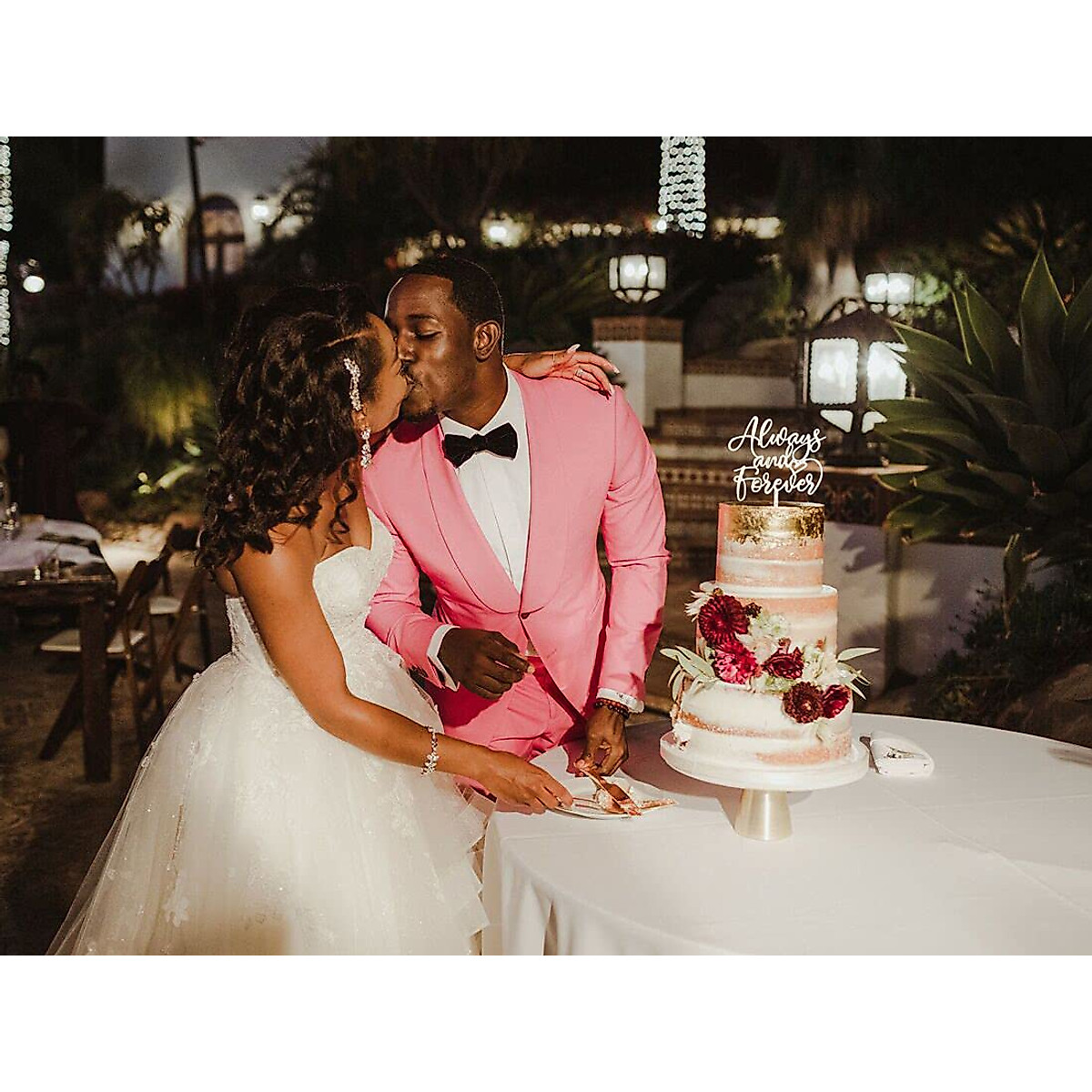 Always and Forever Wedding Cake Topper, Silver Glitter After All This Time Always Wedding Cake Topper