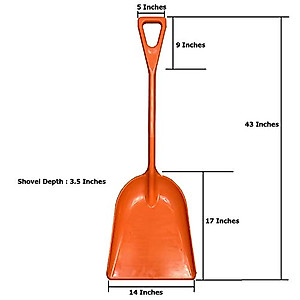 Ashman Plastic Snow Shovel with Durable Multi-Purpose Snow Plastic Shovel. (1 Pack)