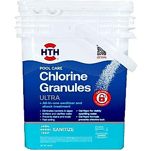 HTH Ultra Pool Shock - Calcium Hypochlorite (Cal-Hypo) - 40 Pound Bucket - Prevents Algae and Bacteria - Good for Weekly Use - Super-Chlorinate Swimming Pools