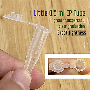 GIFTED LUGAR 200 Piece 0.5 ml Microcentrifuge Tube Graduated Holder Vial Tiny Container with Snap Cap, Clear EP Tube for Tiny Seeds Pollen Liquid Storage