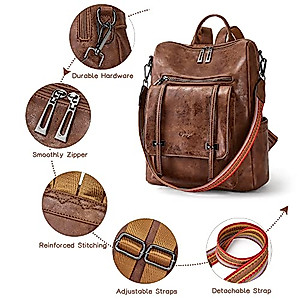 OPAGE Backpack Purse for Women Leather Backpack Purse Travel Backpack Fashion Designer Ladies Shoulder Bags With Wristlets