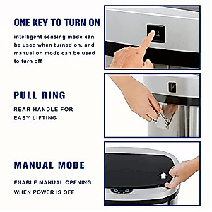 Trash Can,13 Gallon Automatic Garbage Can,Kitchen Trash Can with Lid,Modern Style Touch Free High-Capacity Brushed Stainless Steel Waste Bin,for Bathroom Kitchen Office Home,Indoor and Outdoor