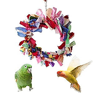 Litewoo Parrot Swing Toy Chewing Garland Toy Pendant Beautifully Decorated for Bird Parakeet Cockatiel Canary Macaw Budgie Lovebirds Conures Finches