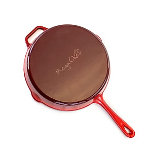 Megachef Enamel Cast Iron Skillet, 10.25 Inch, Red