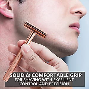 Safety Razor for Men and Women,All Double Edge Razor Blades Lady Razor Eco-Friendly Zero Waste Beauty Environmentally,Rose Gold