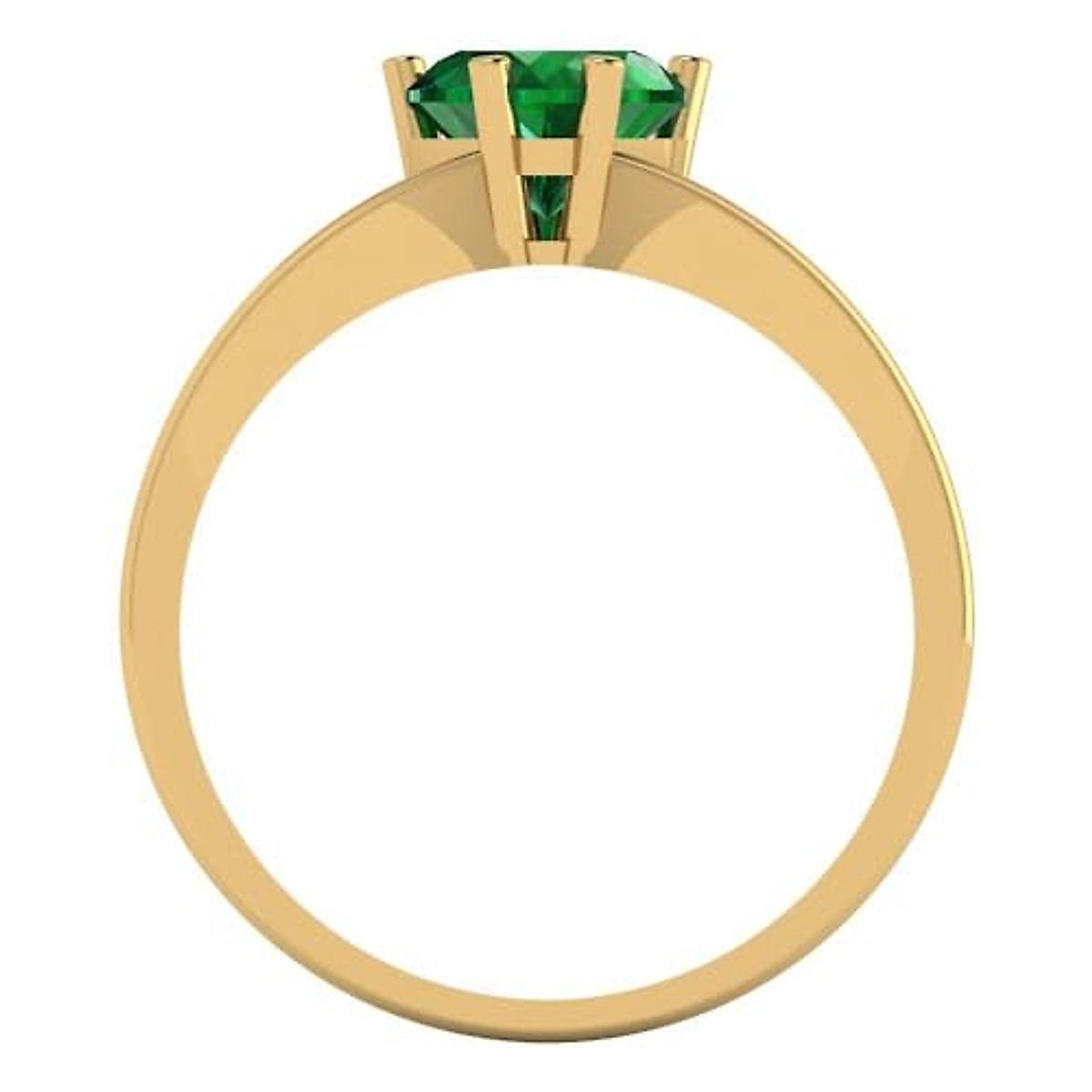Clara Pucci 1.50 ct Heart Cut Solitaire split shank Simulated Emerald Engagement Bridal Promise Anniversary Ring 18K Yellow Gold 6.5