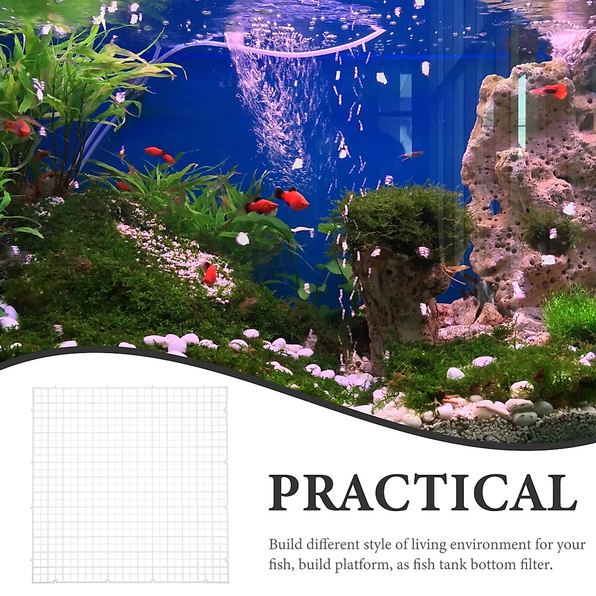 Kichvoe 6pcs Fish Tank Divider Grid Aquarium Grid Dividers Fish Tank Divider Plates Mesh Divider Aquarium Supplies Fish Tank Grid Divider Bottom Partition Net Aquarium Bottom Divider
