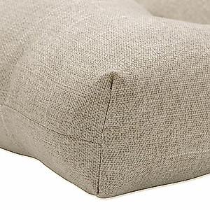 Pillow Perfect Tory Solid Indoor/Outdoor Wicker Patio Sofa/Swing Cushion Tufted, Weather and Fade Resistant, 18" x 48", Ivory