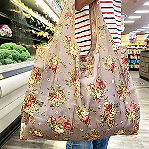 Bowbear Foldable Nylon Reusable Shopping Grocery Bag, Foxes Unicorns & Peacocks