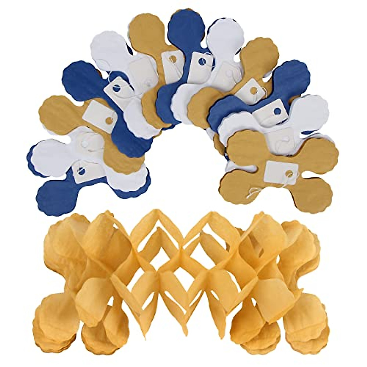 Navy-Blue White-Gold Party-Decorations Streamers Garland - 12pcs Royal Blue Graduation 2023 4-Leaf Paper Clover Streamer Men Boy Birthday Wedding Bridal Shower Flower Banners Fathers day Decor Ouruola