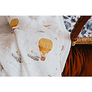 Malabar Baby Certified Organic Swaddle Blanket | Luxurious Cotton Muslin Blankets for Girls & Boys | Baby Receiving Swaddles for Newborns & Infants | Unique Shower Gift (Hot Air Balloon)