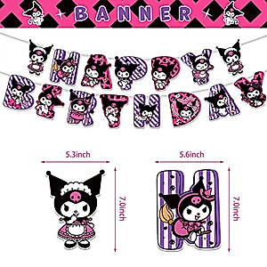 Educatgame Kawaii Birthday Decorations - Set of 37,Kawaii Party Decorations,Kawaii Party Supplies Include Cute Cartoon Anime Cake Topper,Cupcake Topper,Latex Balloons,Foil Balloons and Banner