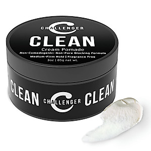 Challenger Fragrance Free Cream Pomade | Non-Comedogenic Styling Product | Unscented Hair Gel | Medium Firm Hold & Clean Ingredients | 3oz