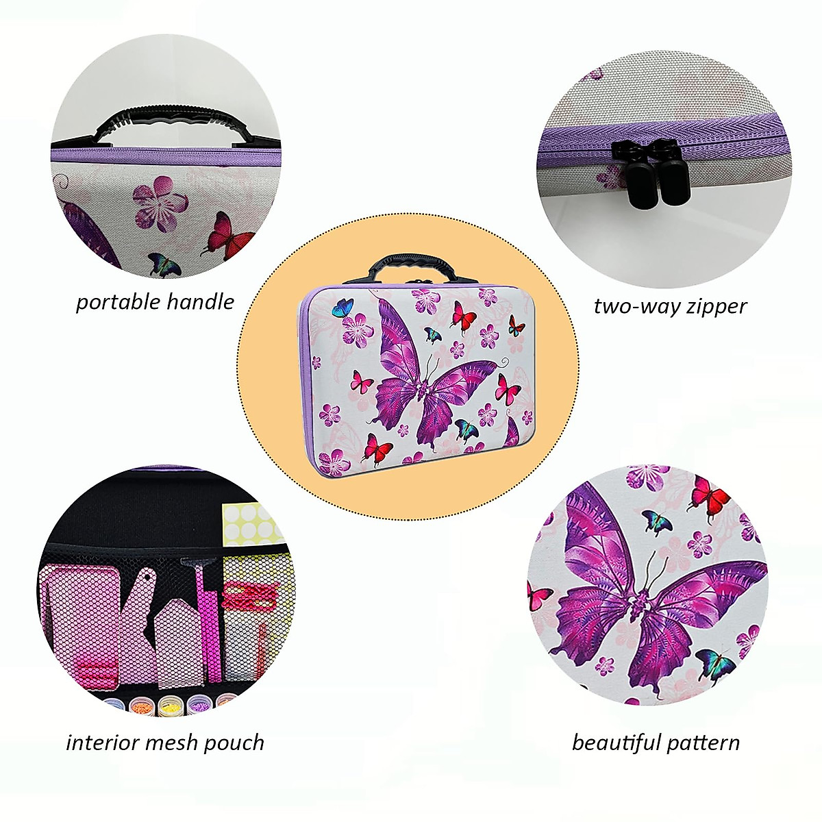 MIATTCLD Diamond Art Organizer Case 60 Slots Diamond Painting Storage Containers, Portable Diamond Painting Accessories and Tools Kit Box for DIY 5D Diamond Beads Art Craft