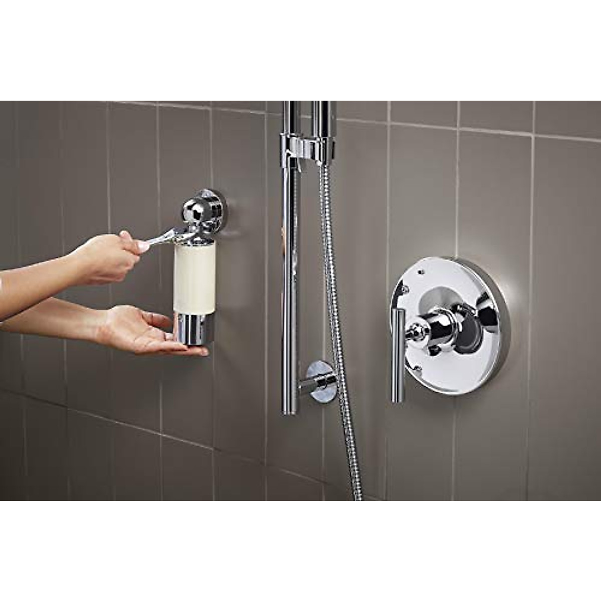 Kohler 30646-CP Aquifer Shower Water Filtration System, Reduce Chlorine, Includes Filter Replacement, Polished Chrome