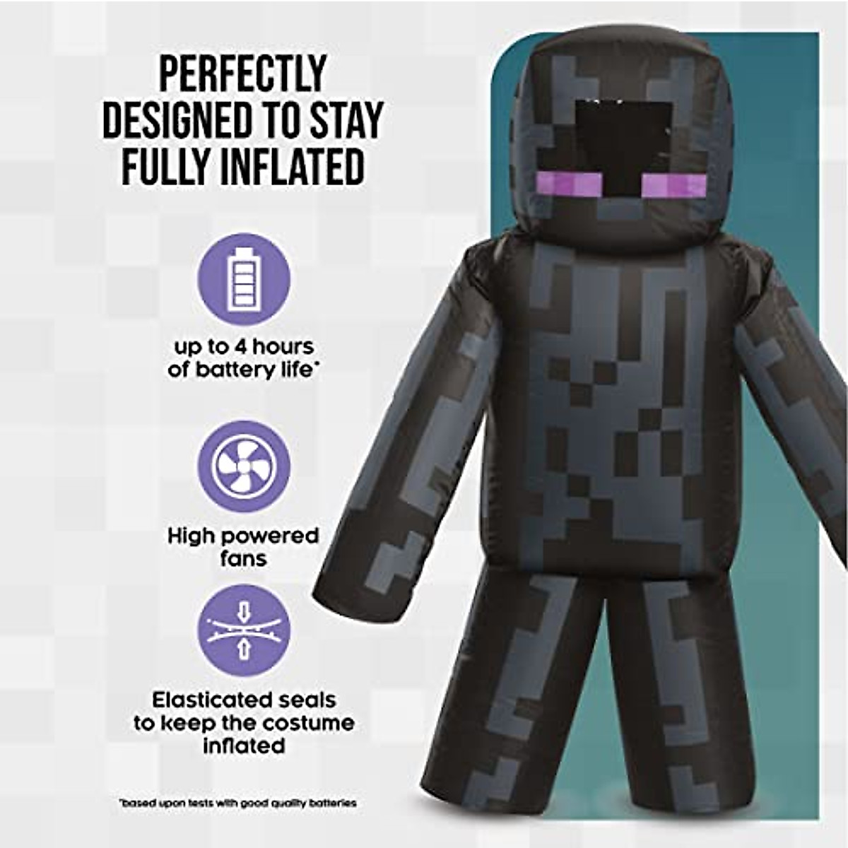 Enderman Costume, Inflatable Minecraft Costumes for Kids, Child Size Fan Operated Expandable Blow Up Suit Black