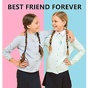 Lezmoii Friendship Necklace Best Friend Necklace Matching Magnetic Heart Pendant BFF Necklace for 2 Girls Friendship Gifts (Pink Blue Gold)