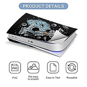 AoHanan Astronauts Drinking Coffee on Skull Skin for PS5 Console and Controller Accessories Cover Skins Anime Vinyl Cover Sticker Full Set for Playstation 5 Disc Edition