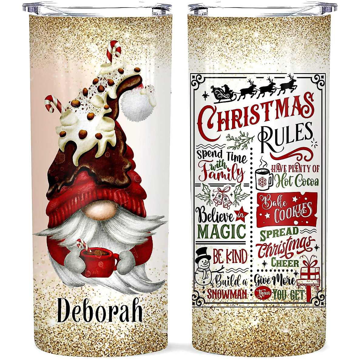 MDPrints Christmas Gnome Tumbler, 20oz Stainless Steel Gnome Coffee Mug, Gift for Coffee Lovers