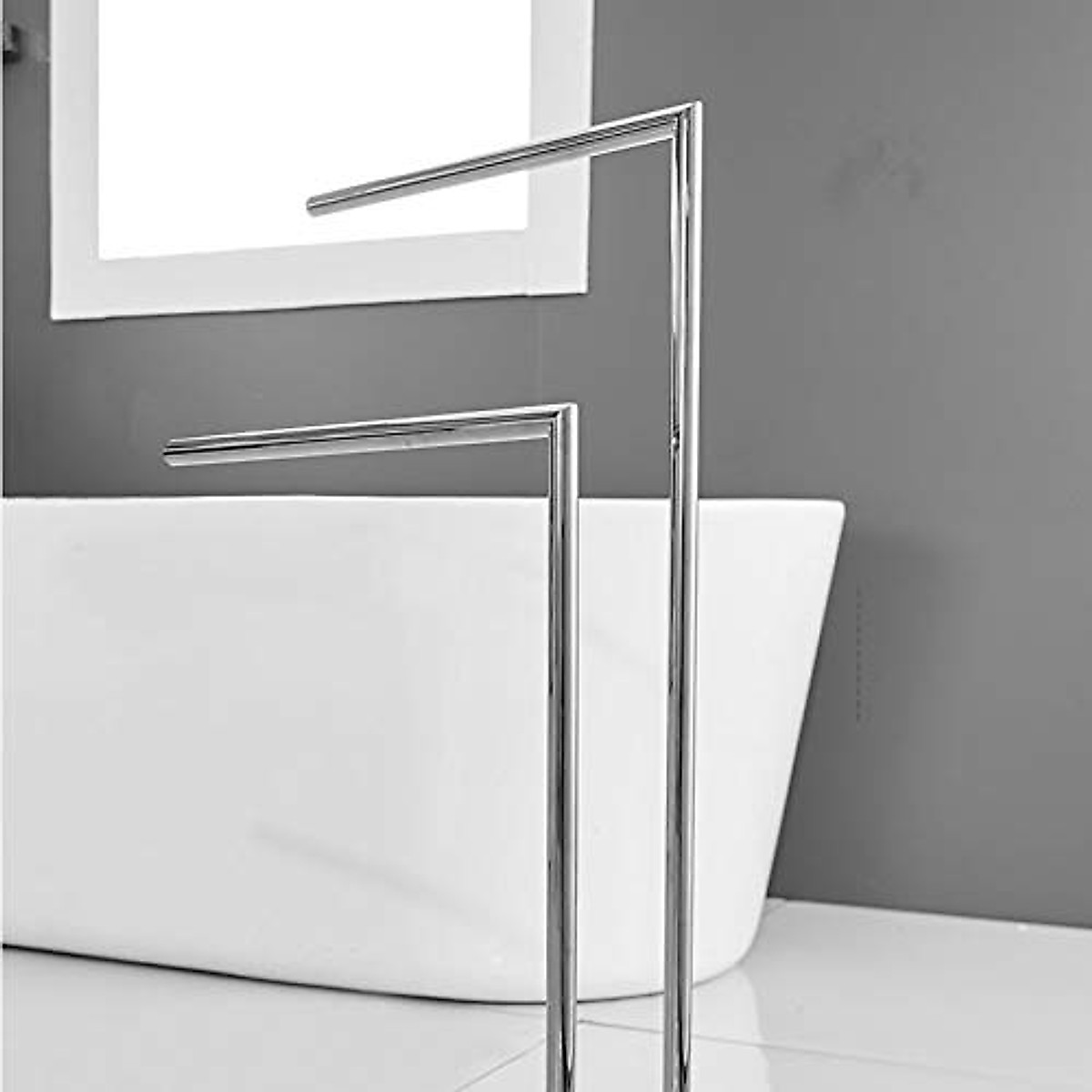 Towel Rack Stand Alone, 2 Tier Freestanding Towel Holder for Floor, Stainless Steel Bathroom Accessories with Marble Base, No Rust, Simple Assemblysilver